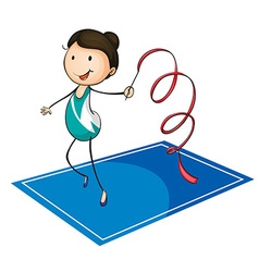 Girl playing gymnastic with ribbon Royalty Free Vector Image