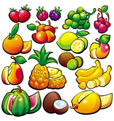 Funny fruits group cartoon Royalty Free Vector Image
