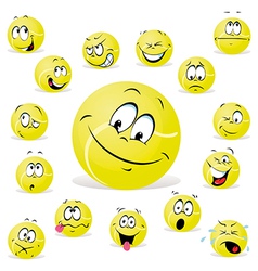 Cartoon tennis ball angry face Royalty Free Vector Image