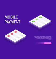 Mobile payment concept mobile ui pop-up Royalty Free Vector