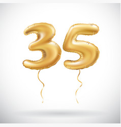 Golden number 35 thirty five metallic balloon Vector Image