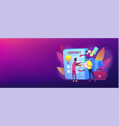 Licensing contract concept banner header Vector Image