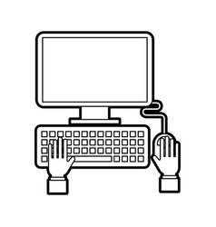 Hands programmer typing work keyboard technology Vector Image