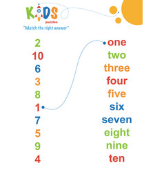 Learning numbers worksheet math worksheet match Vector Image