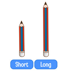 Opposite adjectives words with short and long Vector Image