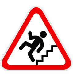 Fall down stairs warning sign Royalty Free Vector Image
