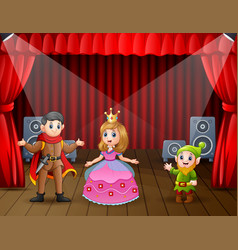 Cartoon background stage with red curtains Vector Image