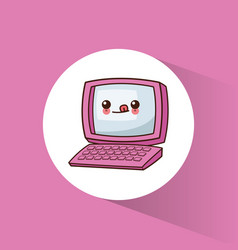 Computer monitor hardware cute kawaii cartoon Vector Image