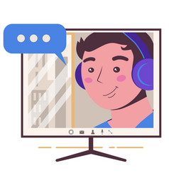 Man in mask point at screen Royalty Free Vector Image