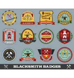 Vintage retro emblem logo set anvil blacksmith Vector Image