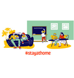 Education at home on quarantine homeschooling Vector Image