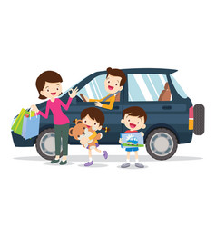 Happy family in car Royalty Free Vector Image - VectorStock