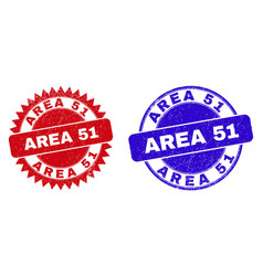 Area 51 round and rosette stamps with scratched Vector Image