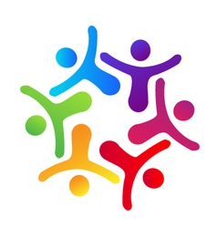 Social media team hug people logo image Royalty Free Vector