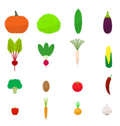 Fresh autumn vegetables flat Royalty Free Vector Image