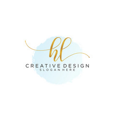 Hl initial handwriting logo with rectangle Vector Image