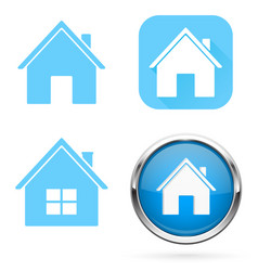 Home icon white silhouette on blue square Vector Image