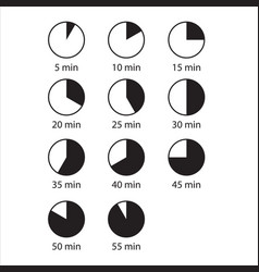 Green clock icons with red minutes charts Vector Image