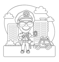 Policeman coloring page Royalty Free Vector Image