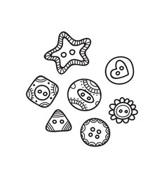 Set of cloth buttons in different designs in boho Vector Image