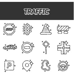 Traffic icons black on white Royalty Free Vector Image