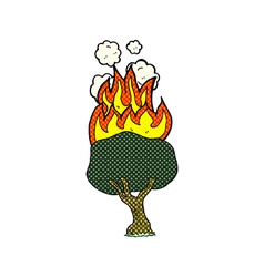 Comic cartoon tree on fire Royalty Free Vector Image
