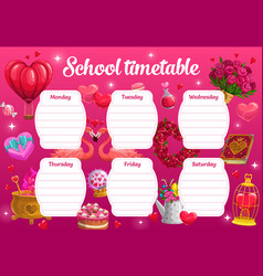 School timetable with gift boxes template Vector Image
