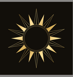 Hand drawn mystical golden sun in line art Vector Image