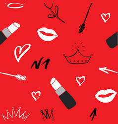 Lipstick seamless pattern hand drawn fashion Vector Image