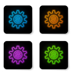 Glowing neon gear icon isolated on white Vector Image