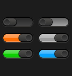 Toggle switch buttons on and off 3d oval gray Vector Image