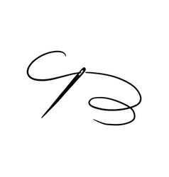Tailor needle with thread Royalty Free Vector Image