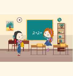 Empty cartoon classroom school room with class Vector Image