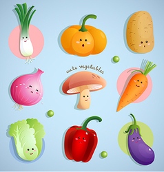 Cute kawaii vegetables set Royalty Free Vector Image