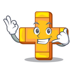 Thumbs up cartoon plus sign logo concept health Vector Image
