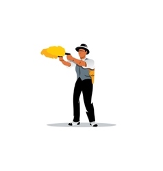 Dual wield sign Man with two guns shooting Vector Image