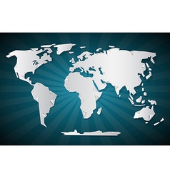 Retro paper world map on red background Royalty Free Vector