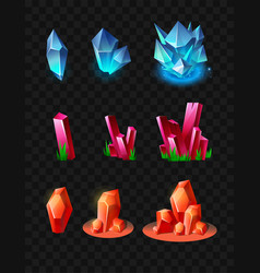 Realistic crystals transparent set Royalty Free Vector Image