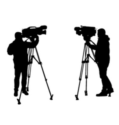 Cameraman shooting film scene with his camera Vector Image