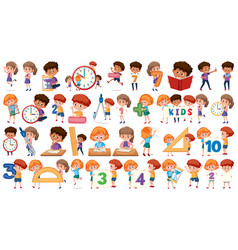 Children with math tools Royalty Free Vector Image