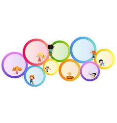 Border template with kids and round frames Vector Image