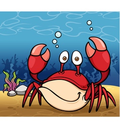 Cartoon funny crab being cooked in a pan Vector Image