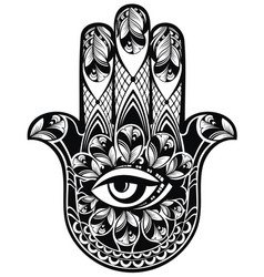 Indian hand drawn hamsa with ethnic ornamen Vector Image