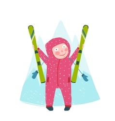 Kid skiing Royalty Free Vector Image - VectorStock