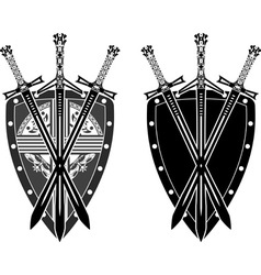 Shield swords and crown Royalty Free Vector Image