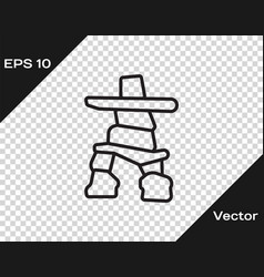 Black line inukshuk icon isolated on transparent Vector Image