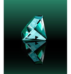 Cyan diamond with reflection Royalty Free Vector Image