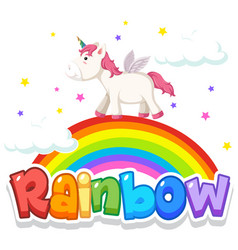 Font design for word rainbow with rainbow in the Vector Image