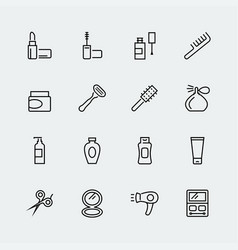 Beauty and cosmetics thin line outline icons set Vector Image