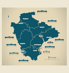 Modern map - devon with districts uk Royalty Free Vector